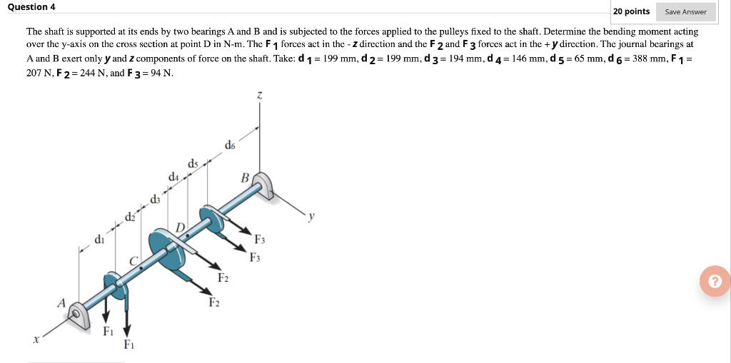 Solved Save Answer Question 4 20 points The shaft is | Chegg.com