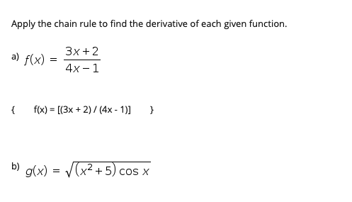 Solved Apply the chain rule to find the derivative of each | Chegg.com
