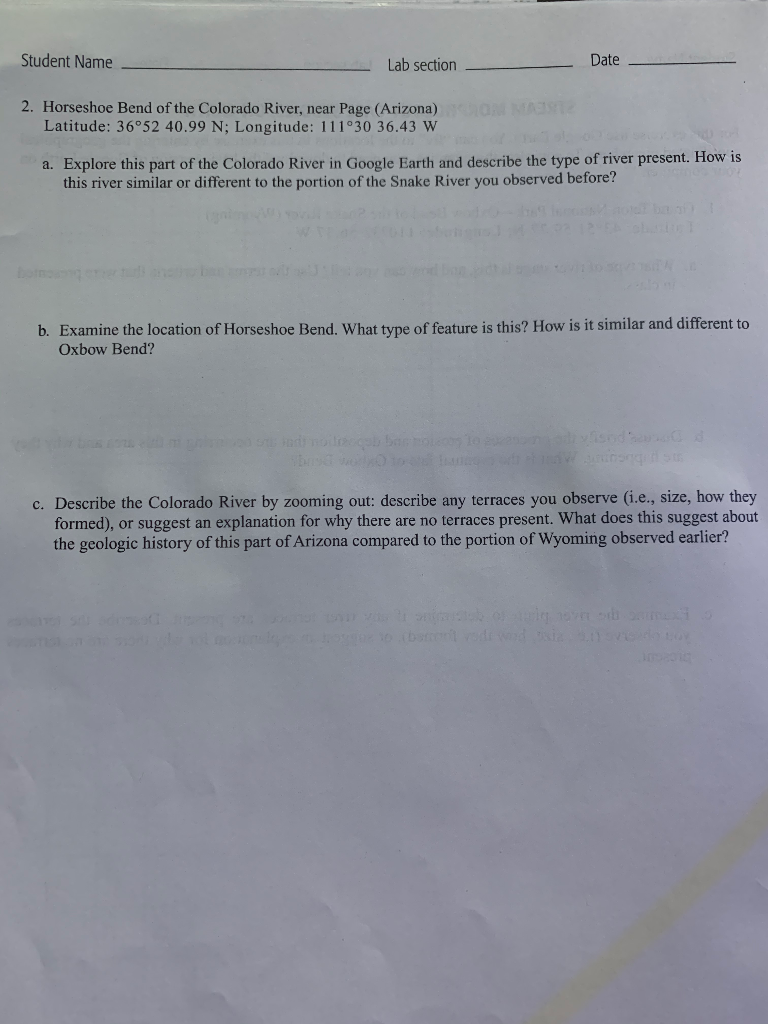 Solved Student Name Lab section Date STREAM MORPHOLOGY CASE | Chegg.com