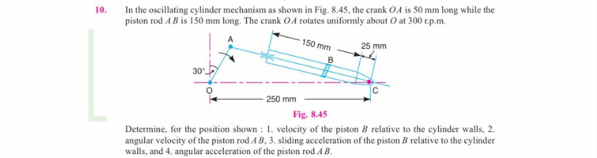 Solved 10. In the oscillating cylinder mechanism as shown in | Chegg.com