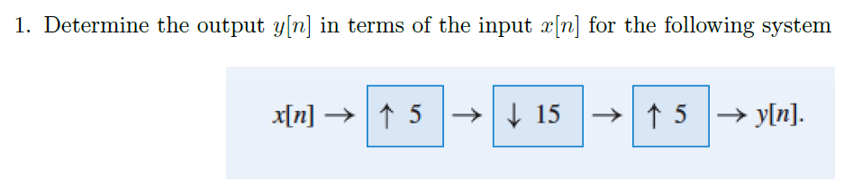Solved 1. Determine the output y[n] in terms of the input | Chegg.com