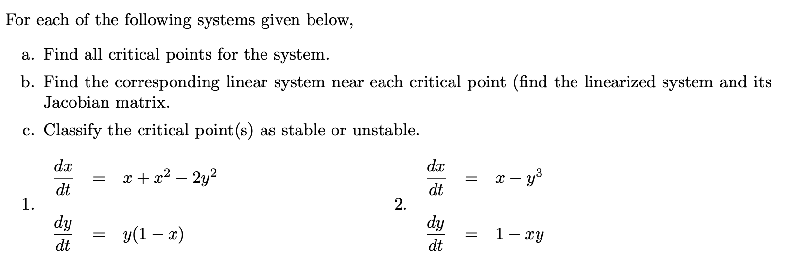 Solved For each of the following systems given below, a. | Chegg.com