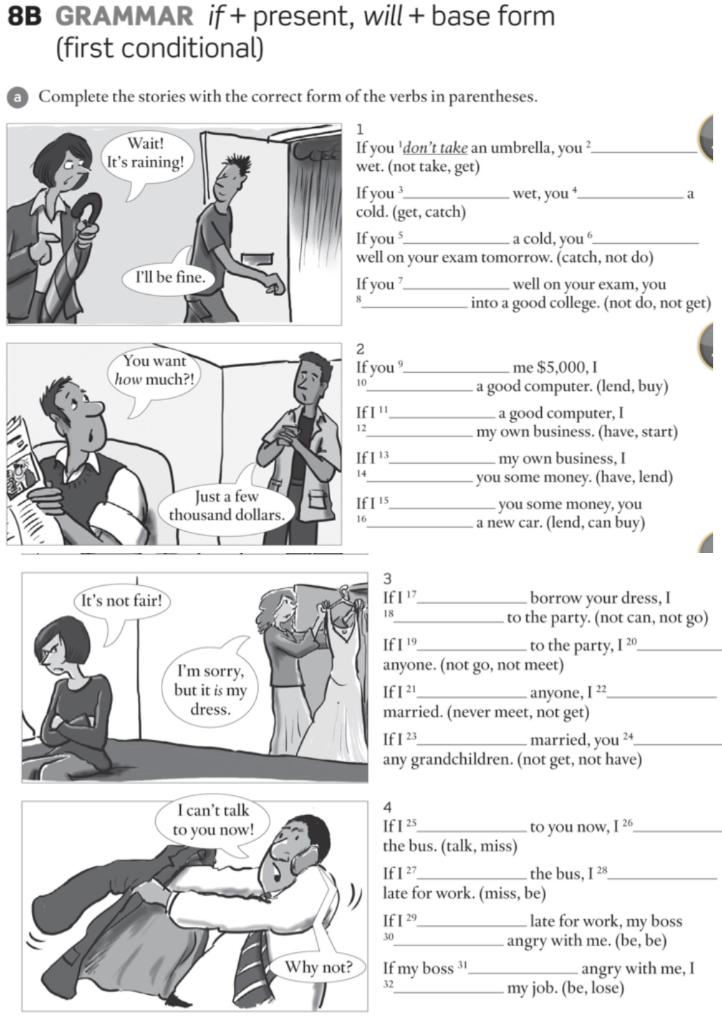 Solved 8B GRAMMAR if + present, will + base form (first | Chegg.com Solved 8B GRAMMAR if + present, will + base form (first | Chegg.com