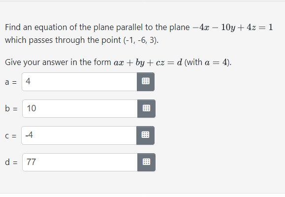 Solved Find an equation of the plane parallel to the plane | Chegg.com