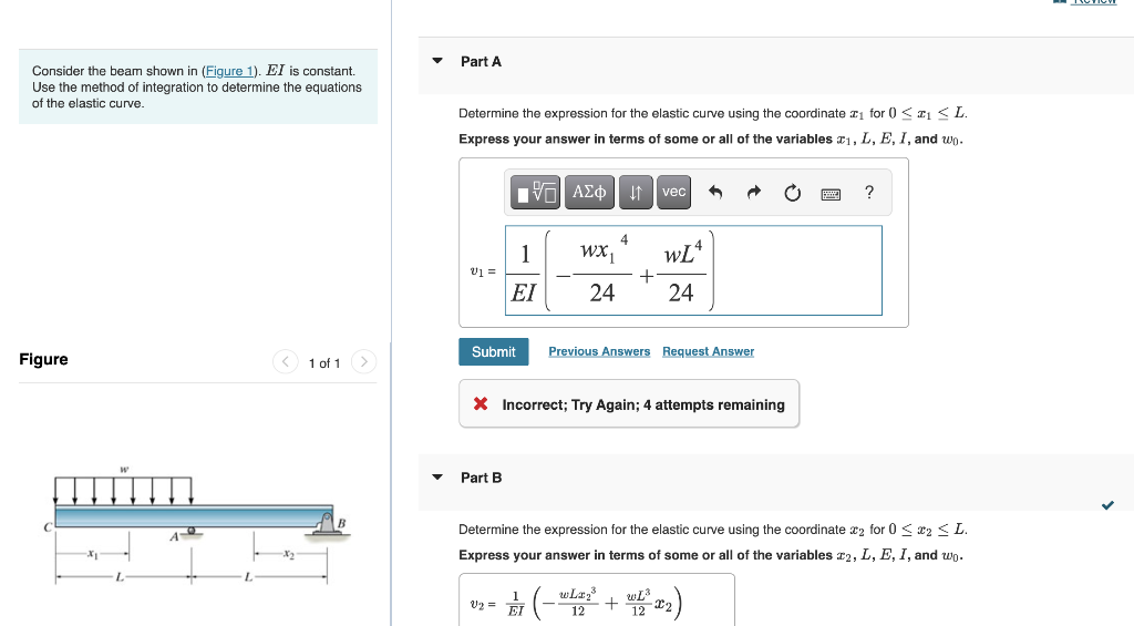 Solved Consider the beam shown in (Figure 1). EI is | Chegg.com