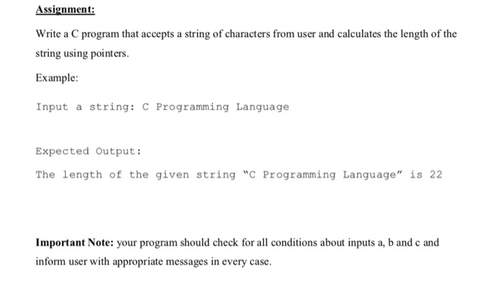 Solved Assignment: Write a C program that accepts a string | Chegg.com