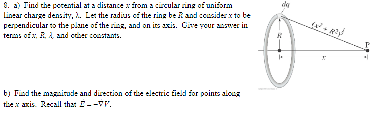 Solved 8. a) Find the potential at a distance x from a | Chegg.com