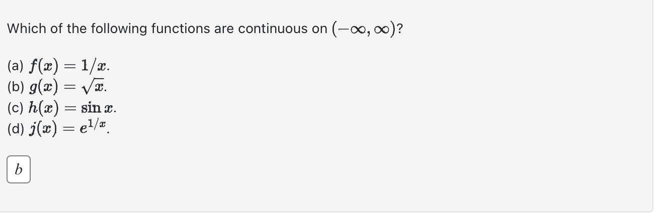 Solved Which of the following functions are continuous on | Chegg.com
