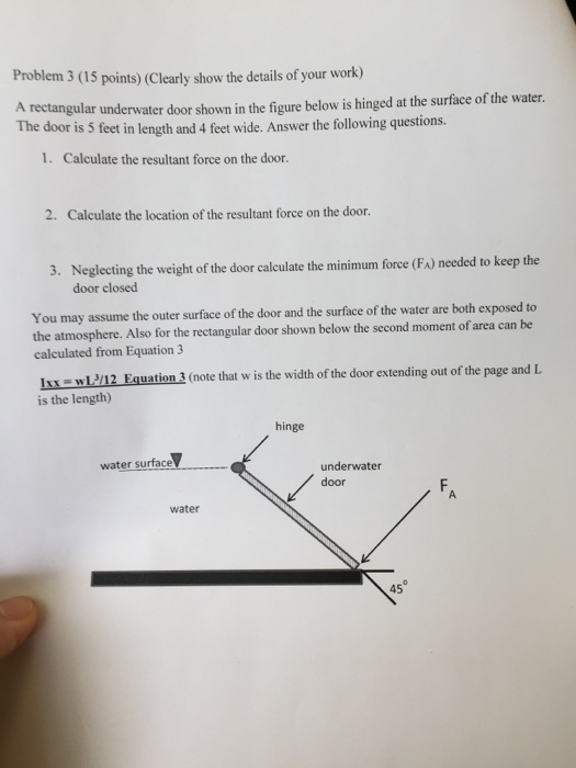 Solved A rectangular underwater door shown in the figure | Chegg.com