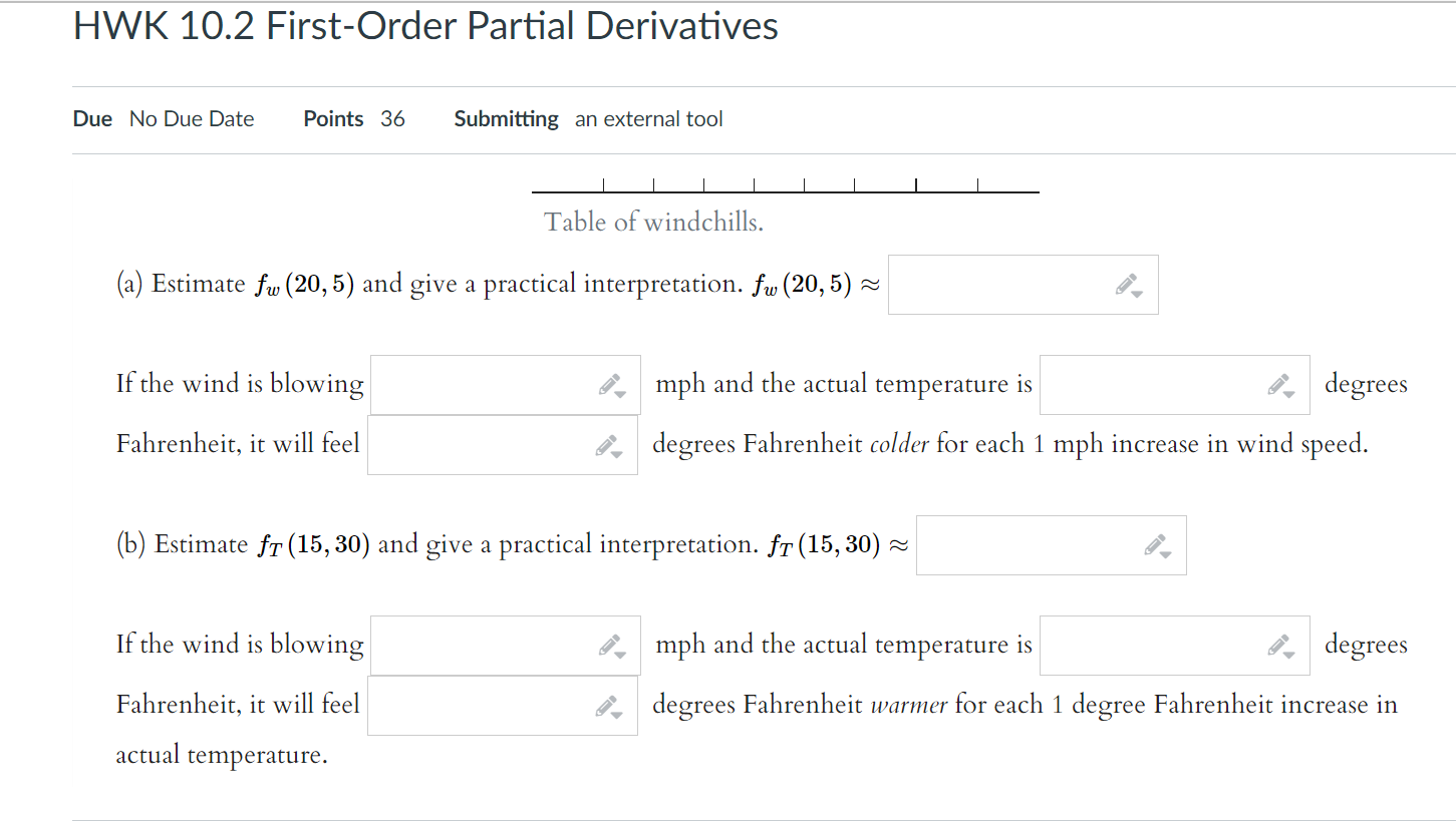 Solved HWK 10.2 First-Order Partial Derivatives Due No Due | Chegg.com