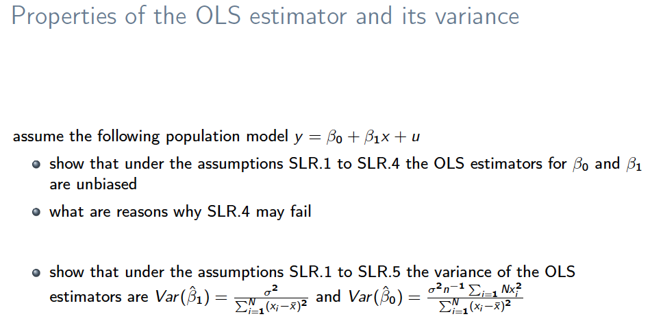Solved Properties Of The Ols Estimator And Its Variance