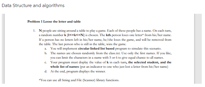 Solved Data Structure and algorithms Problem 1 Loose the | Chegg.com
