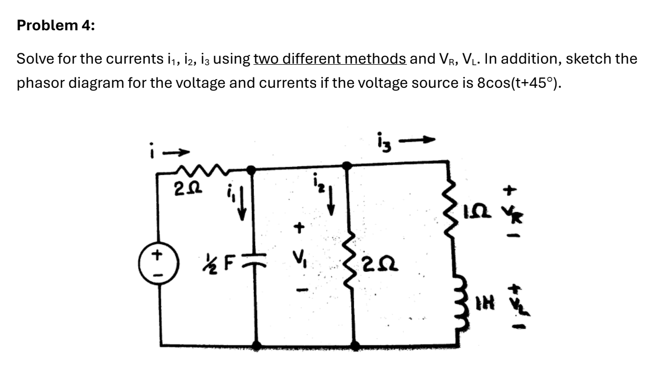 Solved Problem 4:Solve for the currents i1,i2, i3 ﻿using two | Chegg.com