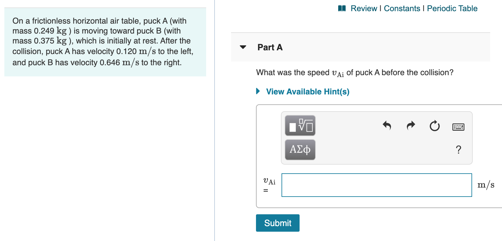 Solved Review | Constants 1 Periodic Table On a frictionless | Chegg.com