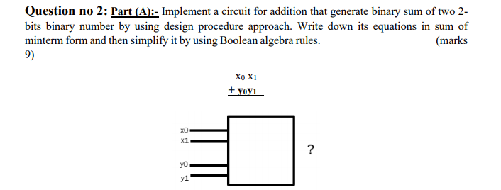 Solved Question no 2: Part (A):- Implement a circuit for | Chegg.com