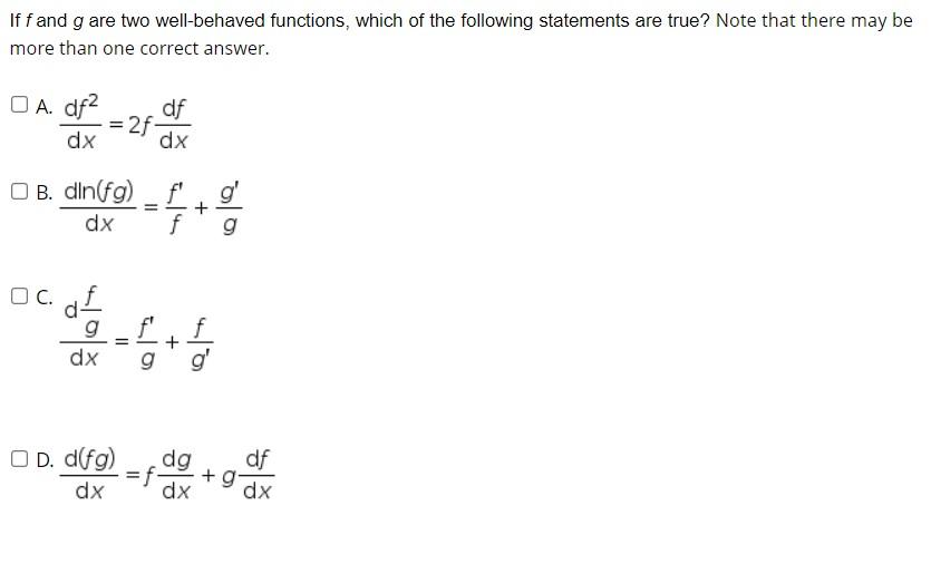 Solved Iff and g are two well-behaved functions, which of | Chegg.com