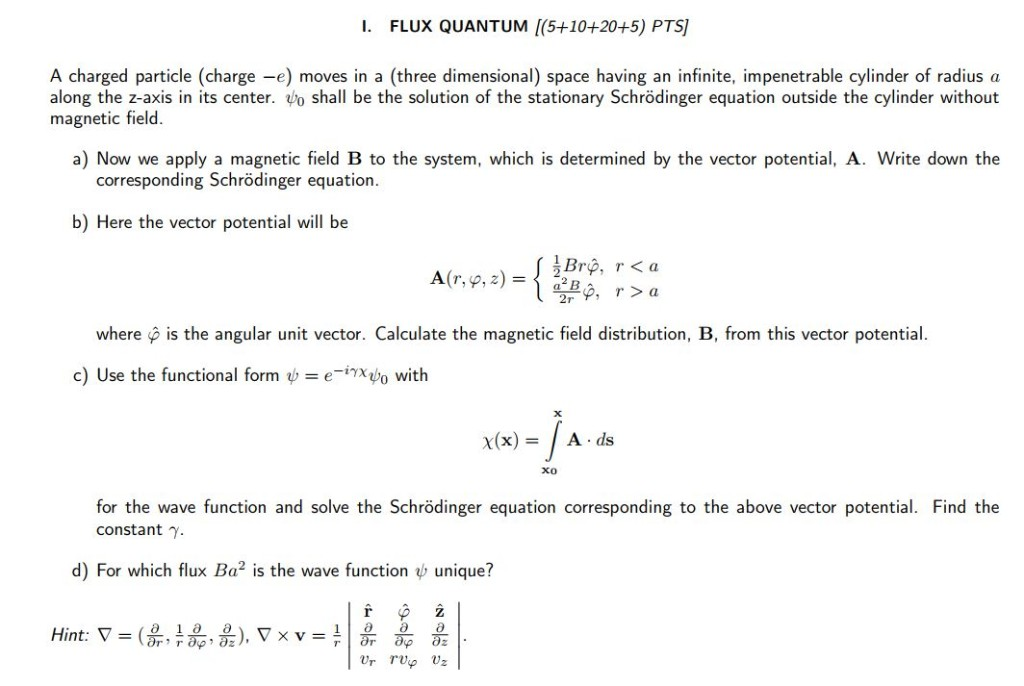 Solved 1. FLUX QUANTUM [(5+10+20+5) PTS) A charged particle | Chegg.com