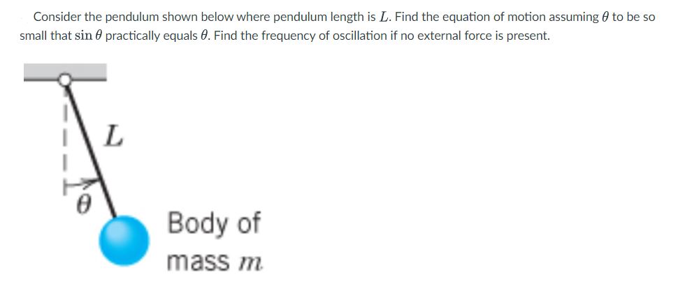 Solved Consider the pendulum shown below where pendulum | Chegg.com