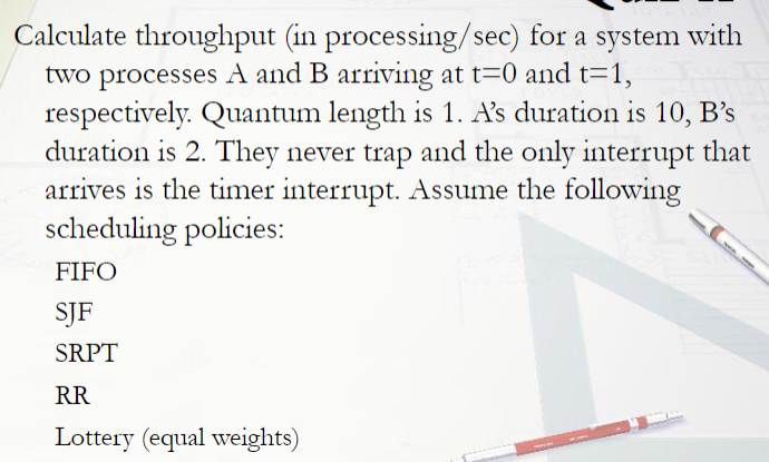 Solved Calculate throughput (in processing/sec) for a system | Chegg.com