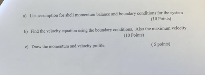 a) List assumption for shell momentum balance and | Chegg.com
