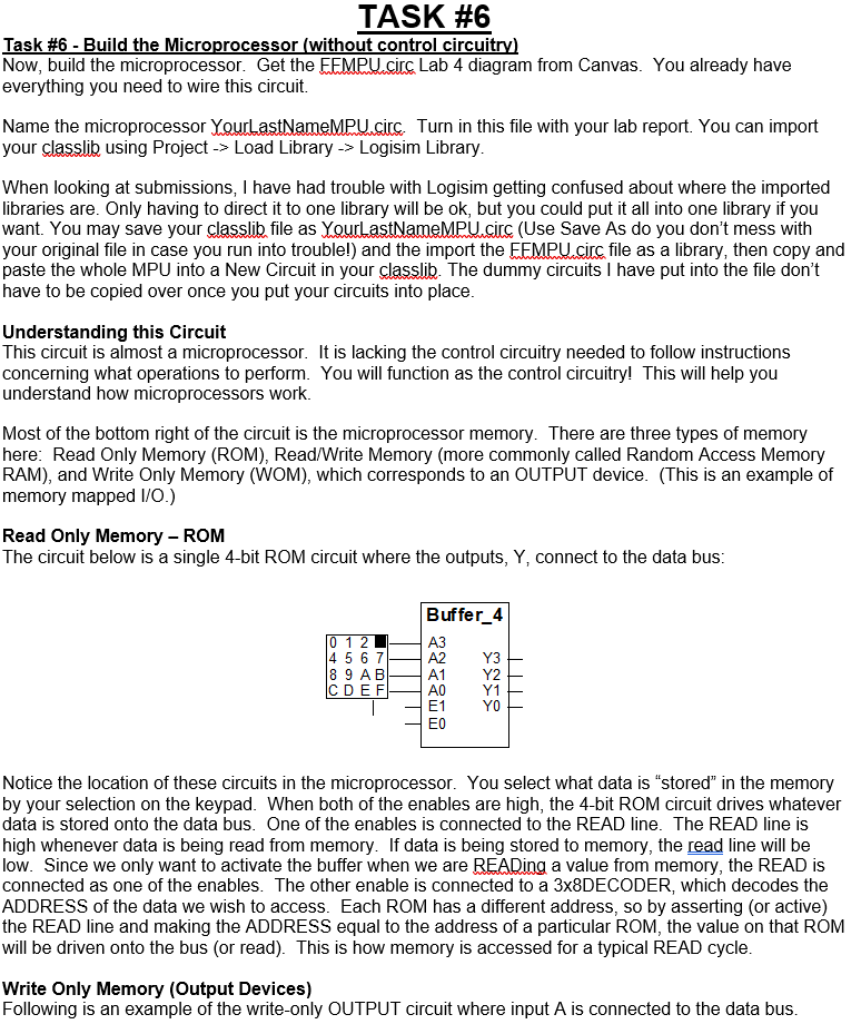 TASK #6 Task #6 - Build the Microprocessor (without | Chegg.com