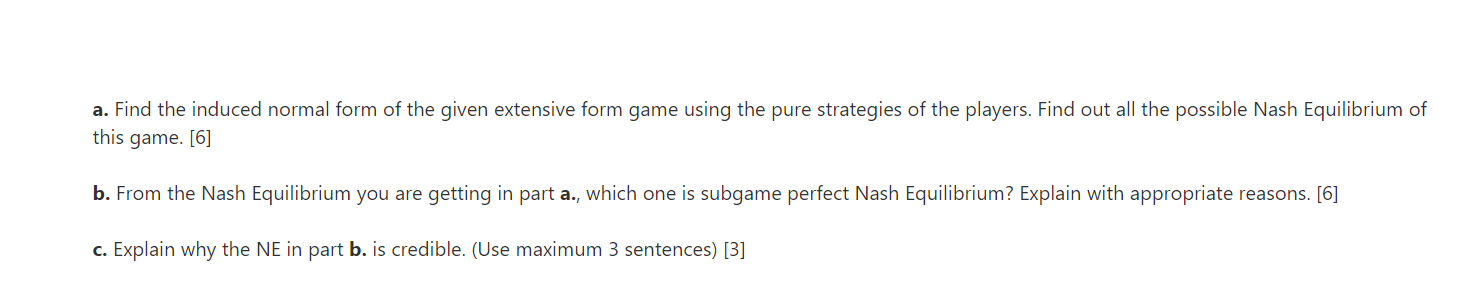 Solved Consider the following two player extensive form | Chegg.com