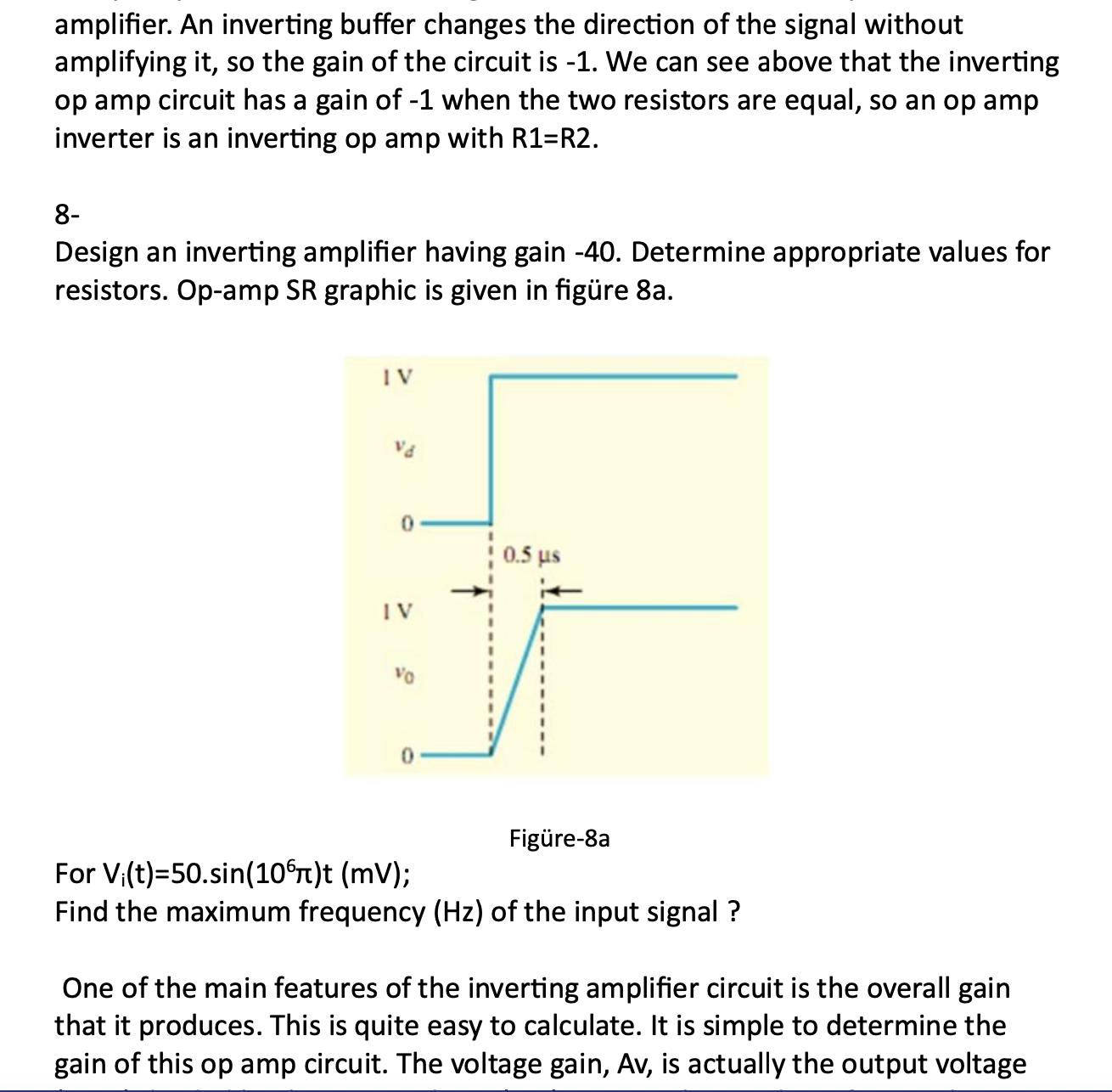 Solved amplifier. An inverting buffer changes the direction | Chegg.com