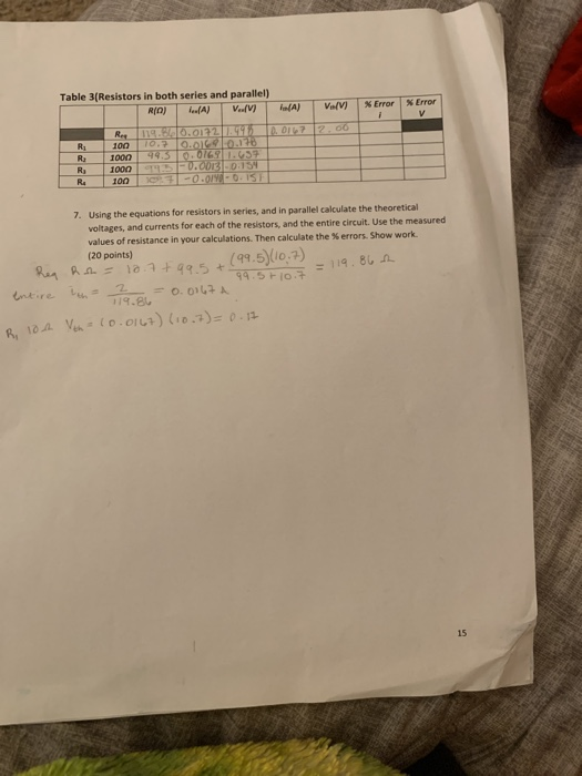 Solved Table 3(Resistors in both series and parallel) Ri Ra | Chegg.com