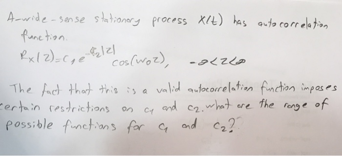 Solved A wide-sense stationary process x(t) has | Chegg.com