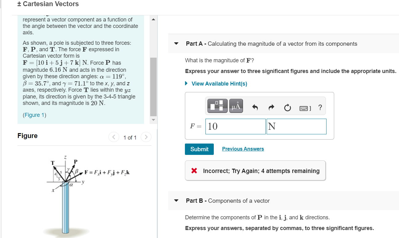 Solved To understand Cartesian representations of vectors | Chegg.com