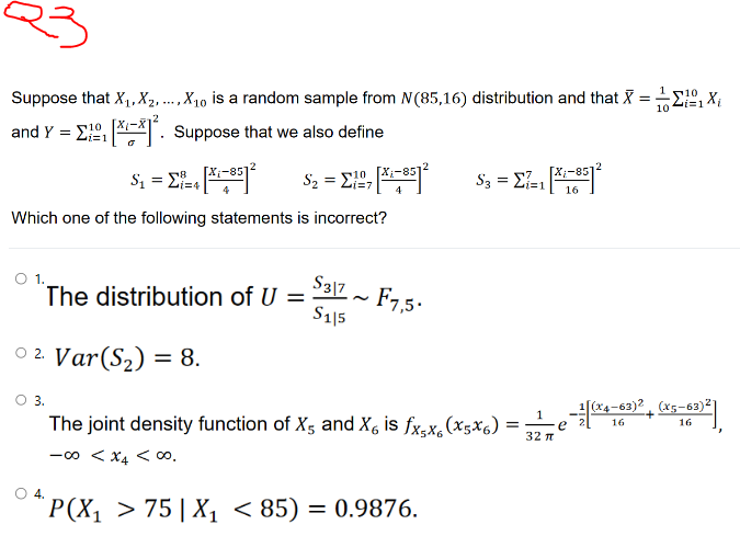 Solved Suppose that X1,X2,…,X10 is a random sample from | Chegg.com