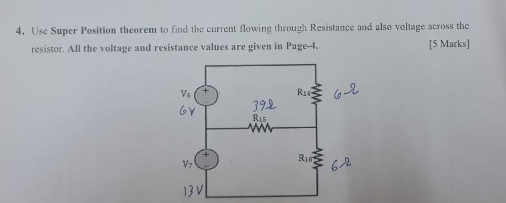 Solved 4. Use Super Position theorem to find the current | Chegg.com