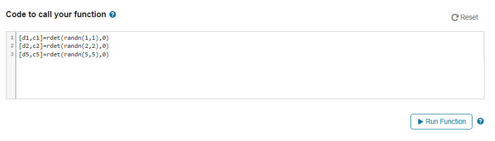 Solved Function 2 function [d, count ]=rdet(A, | Chegg.com