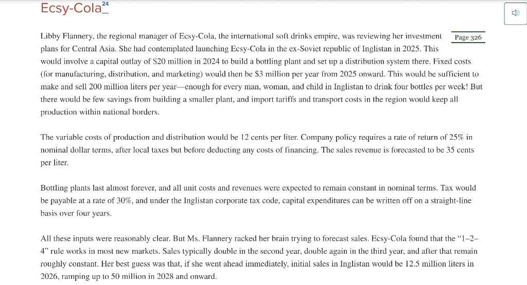 Solved Libby Flannery, the regional manager of Ecsy-Cola, | Chegg.com