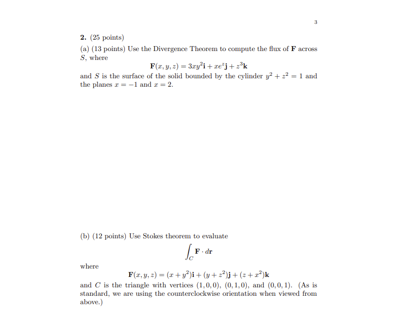 Solved 2. (25 points) (a) (13 points) Use the Divergence | Chegg.com