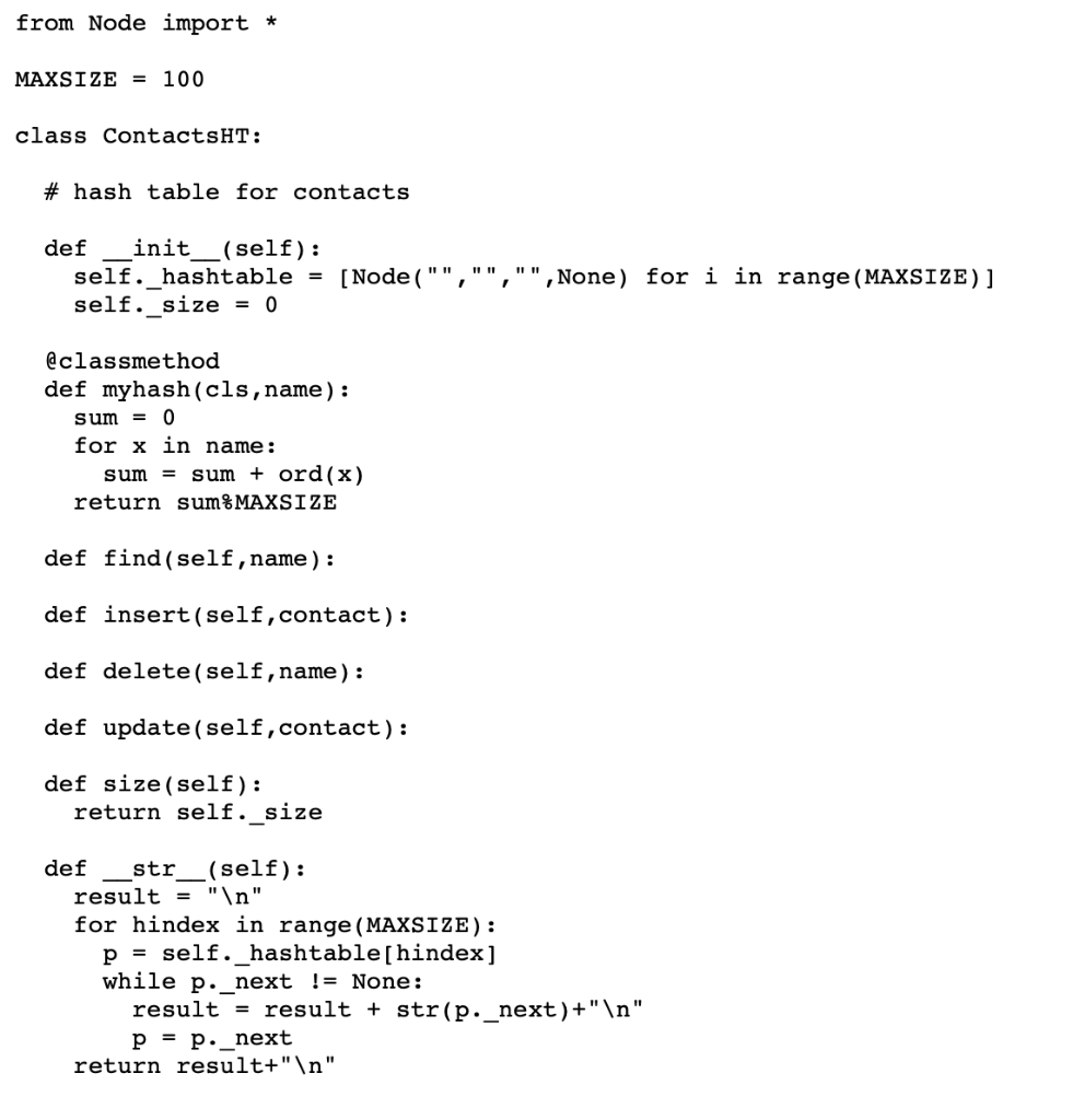 Solved class Node: def init (self, name, phone, address, | Chegg.com