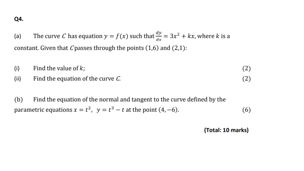 Solved Q4. (a) The curve C has equation y = f(x) such that = | Chegg.com