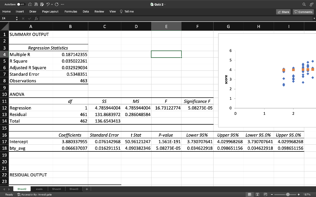 Solved Auto Save IF OFF Av C... Quiz 2 Home Insert Draw Page | Chegg.com