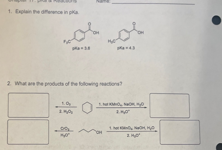 Solved Name: 1. Explain the difference in pka. OH soby F C | Chegg.com