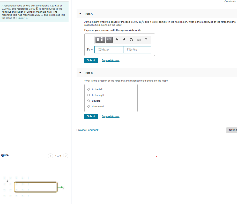 Solved Constants A rectangular loop of wire with dimensions | Chegg.com