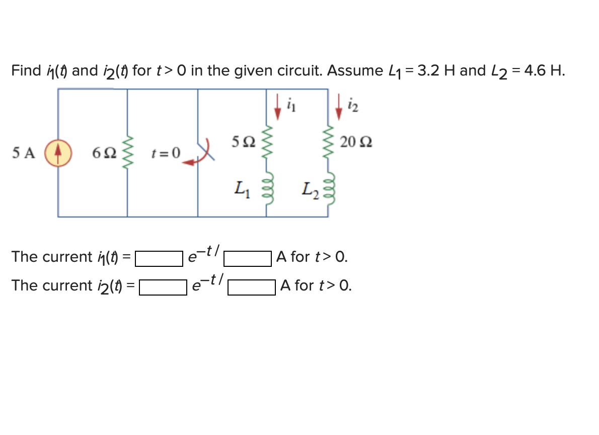 Solved Find i1(t) and i2(t) for t>0 in the given circuit. | Chegg.com