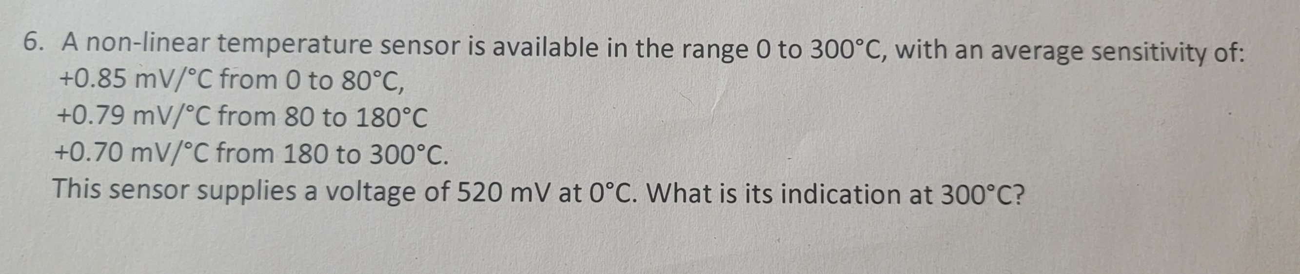 Solved A non-linear temperature sensor is available in the | Chegg.com