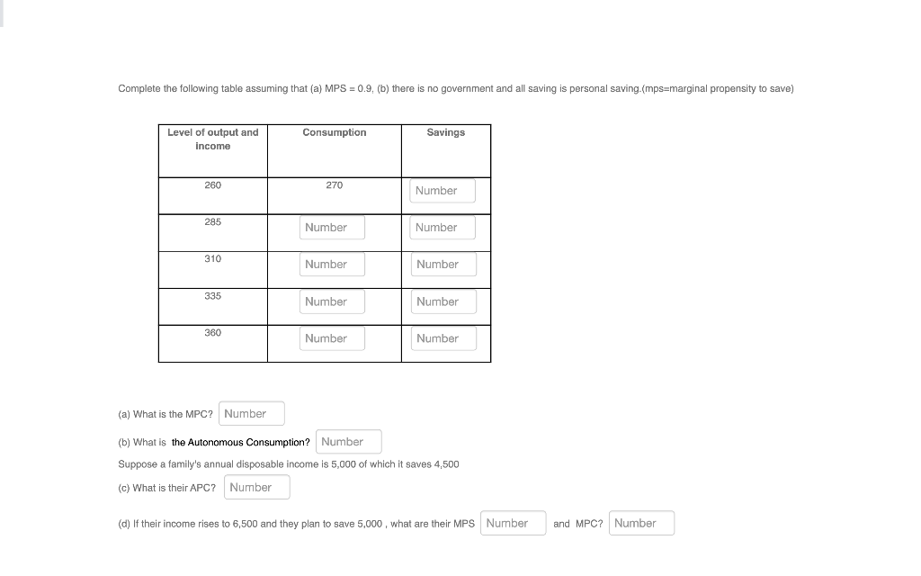 Solved Complete the following table assuming that (a) MPS | Chegg.com