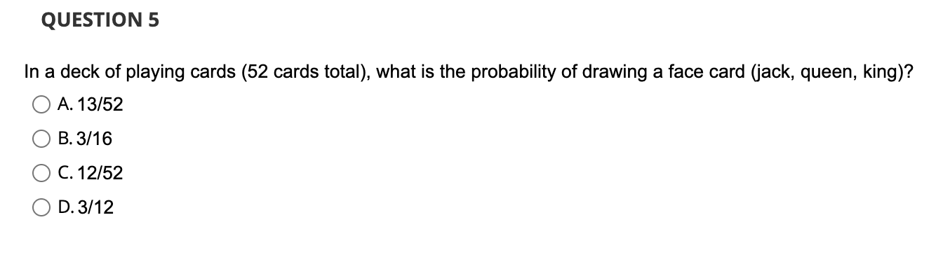 In a deck of playing cards (52 cards total), what is | Chegg.com