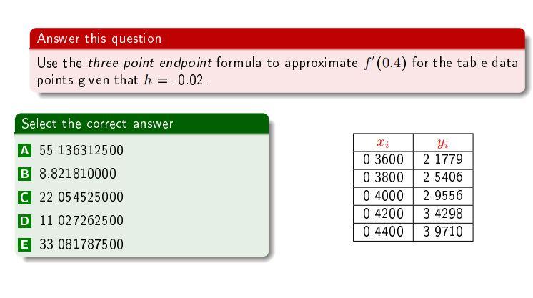 Solved Answer this question Use the three-point endpoint | Chegg.com