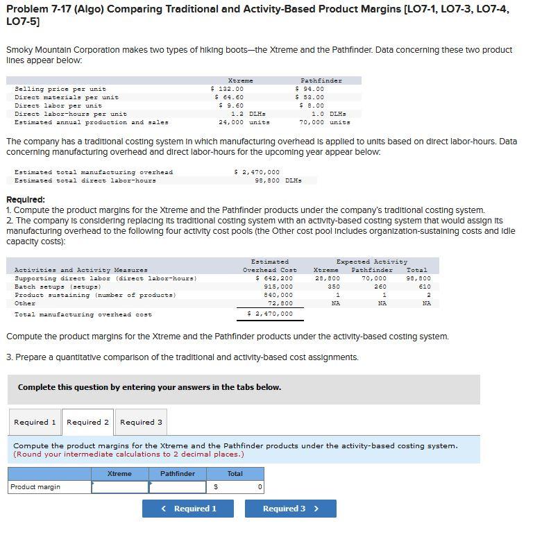 Solved Problem 7-17 (Algo) Comparing Traditional and | Chegg.com