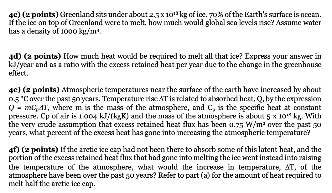 Solved Problem 4. (12 points) The Earth's energy balance is | Chegg.com