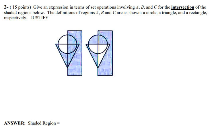 Solved 2- ( 15 points) Give an expression in terms of set | Chegg.com