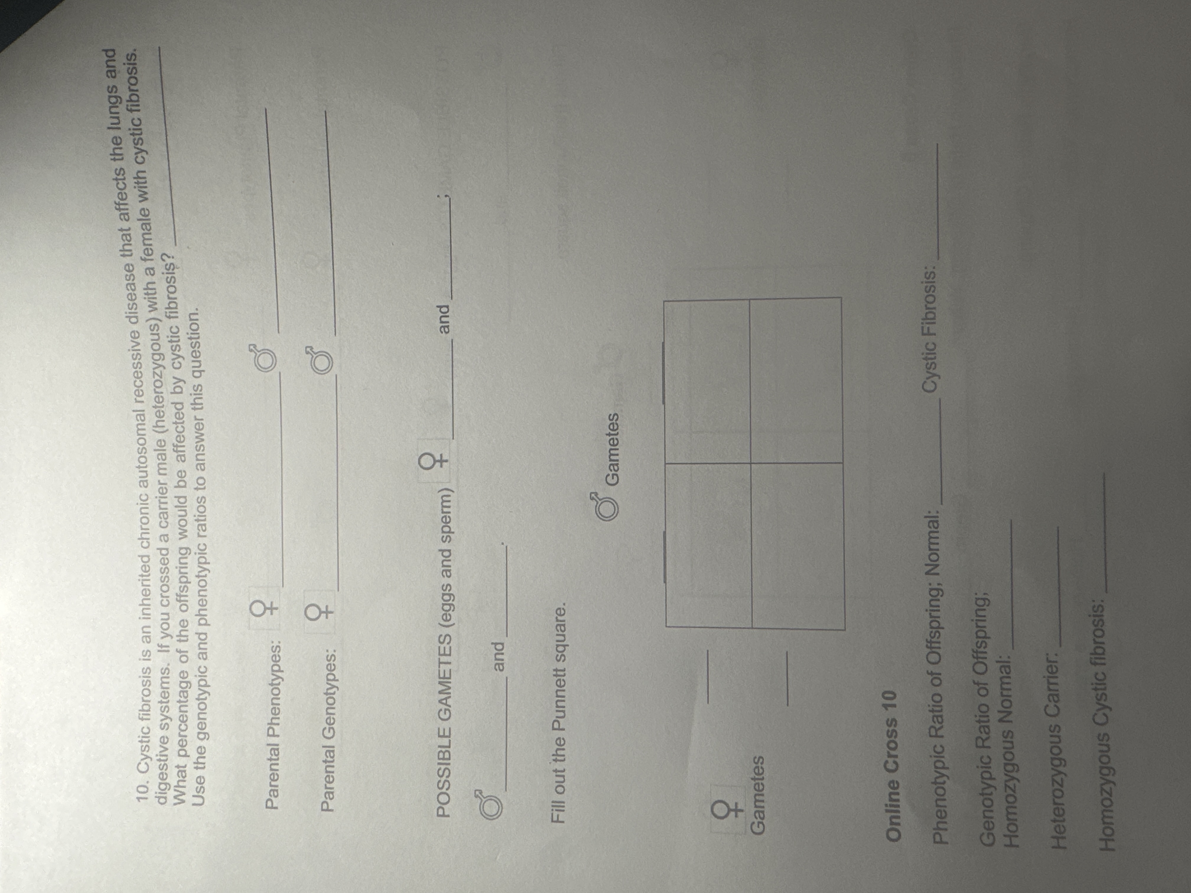 Solved 10. Cystic fibrosis is an inherited chronic autosomal | Chegg.com