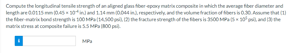 Solved Compute the longitudinal tensile strength of an | Chegg.com